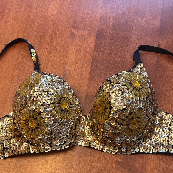 Intimates & Sleepwear | Sequin Embellished Bra Gold And Black Perfect ...